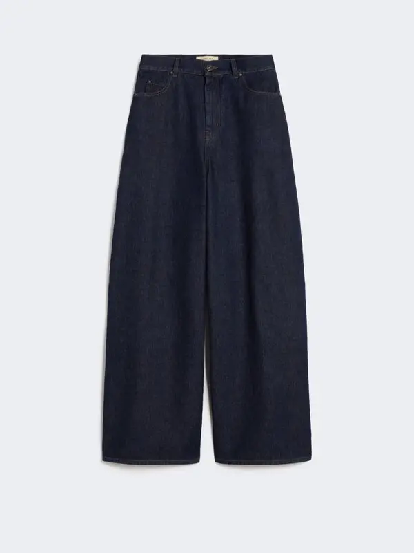 Max Mara Cotton Denim Wide-leg Jeans - Navy