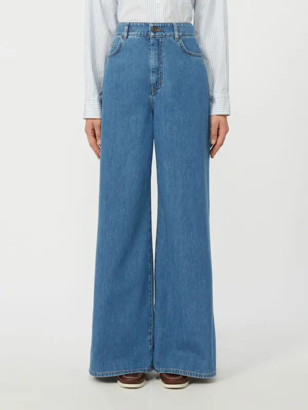 Max Mara Soft Cotton Denim Wide-leg Jeans - Navy