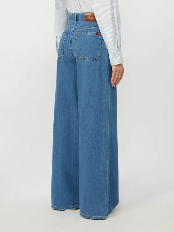 Max Mara Soft Cotton Denim Wide-leg Jeans - Navy