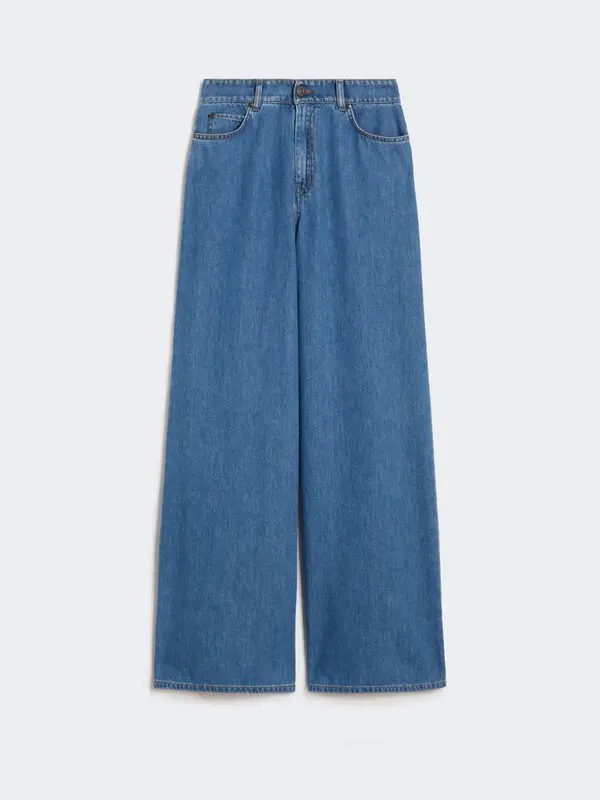 Max Mara Soft Cotton Denim Wide-leg Jeans - Navy