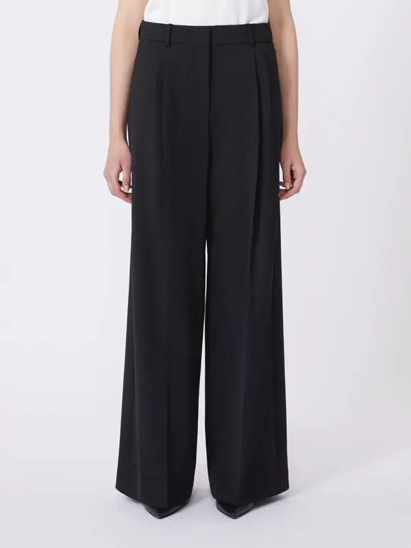 Max Mara Wool-blend Wide-leg Trousers - Black