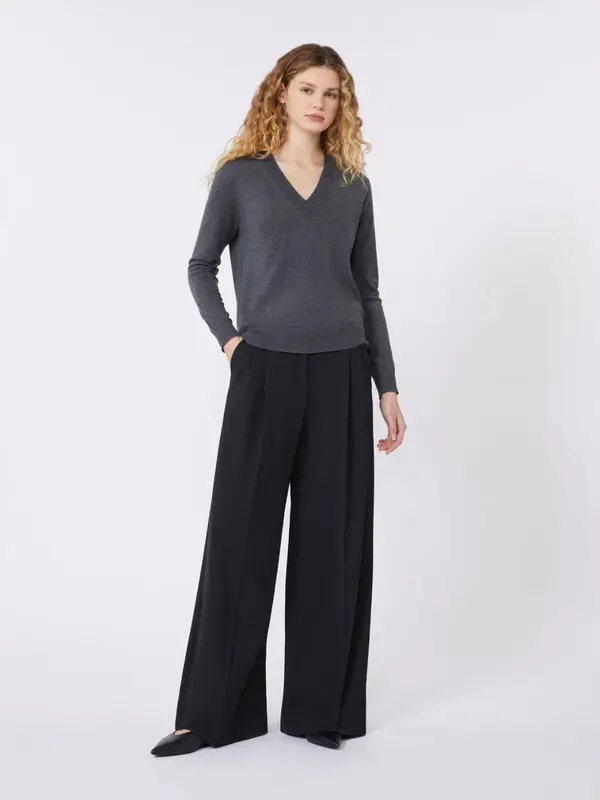Max Mara Wool-blend Wide-leg Trousers - Black