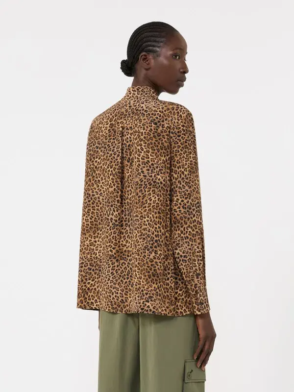 Max Mara Printed Silk Pocket Shirt - Camel