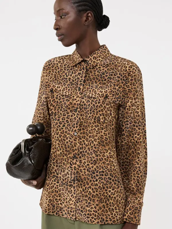 Max Mara Printed Silk Pocket Shirt - Camel