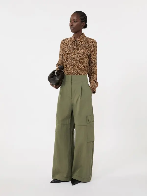 Max Mara Printed Silk Pocket Shirt - Camel