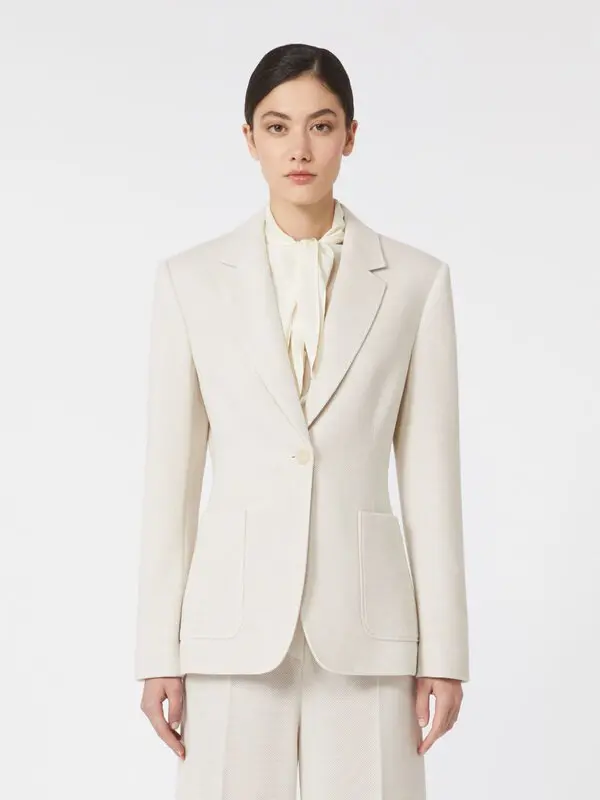 Max Mara Single-breasted Piqué Jersey Blazer - Ivory