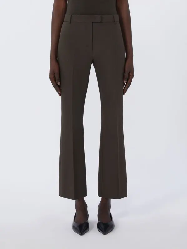 Max Mara Stretch Cotton And Viscose Trousers - Dark Green