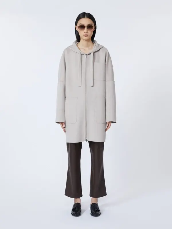 Max Mara Double-faced Wool Hooded Mid-length Coat