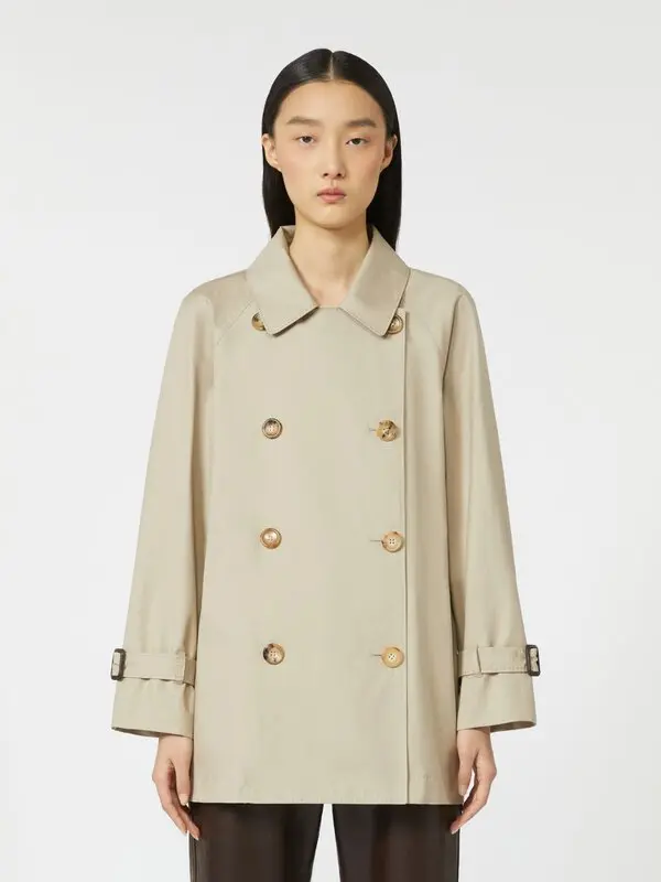 Max Mara Cropped Water-repellent Twill Trench Coat - Sand