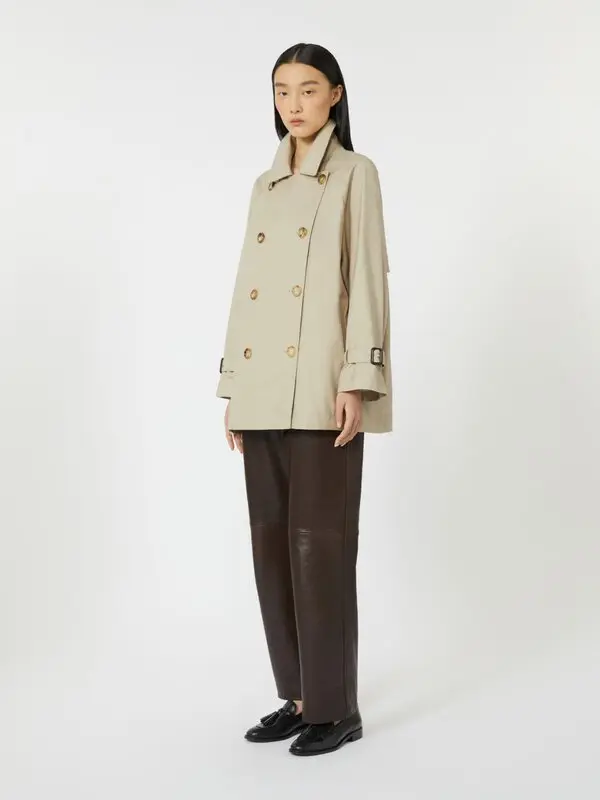 Max Mara Cropped Water-repellent Twill Trench Coat - Sand
