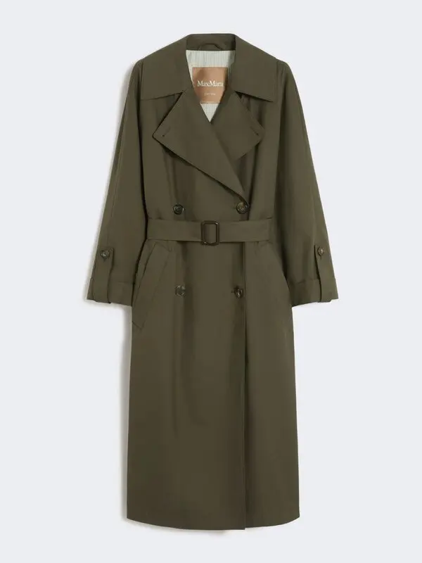 Max Mara Water-repellent Twill Belted Trench Coat - Green