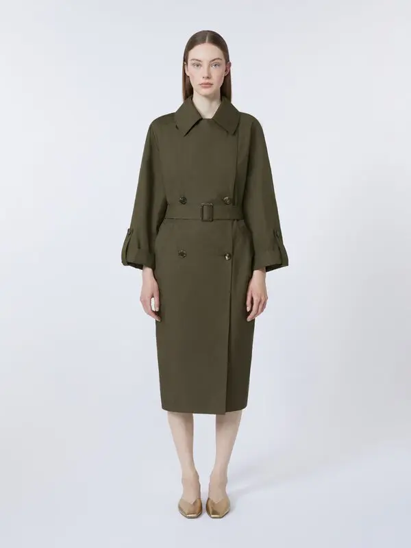 Max Mara Water-repellent Twill Belted Trench Coat - Green
