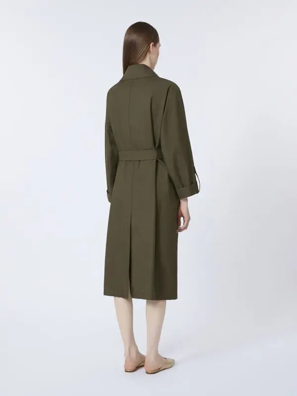 Max Mara Water-repellent Twill Belted Trench Coat - Green