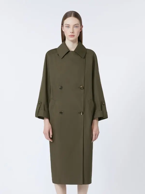Max Mara Water-repellent Twill Belted Trench Coat - Green