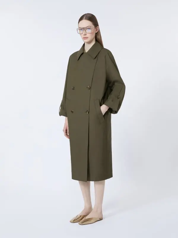 Max Mara Water-repellent Twill Belted Trench Coat - Green