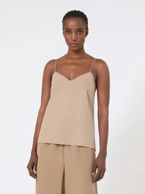 Max Mara Silk Canvas Spaghetti Strap Top - Hazelnut Brown