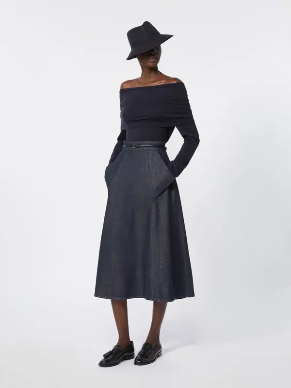 Max Mara Denim-look Cotton Midi Skirt