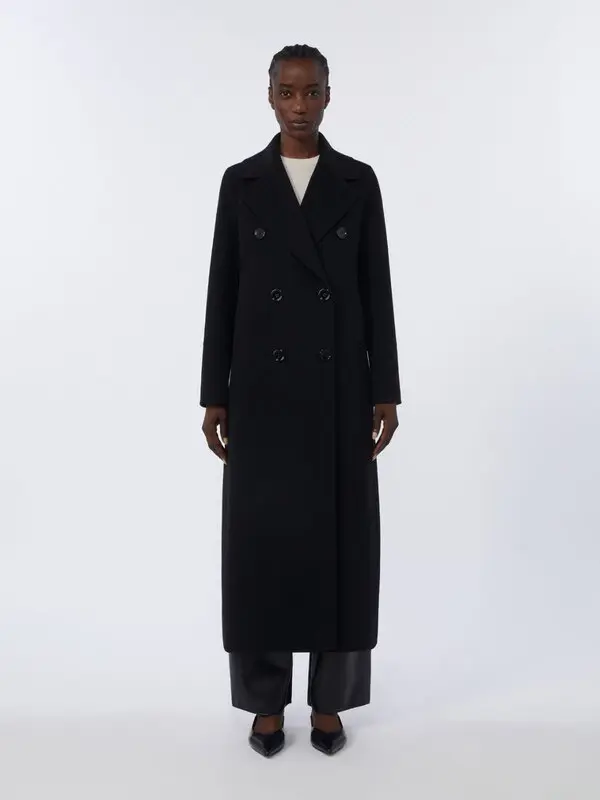 Max Mara Long Wool Coat With Half-belt Detail