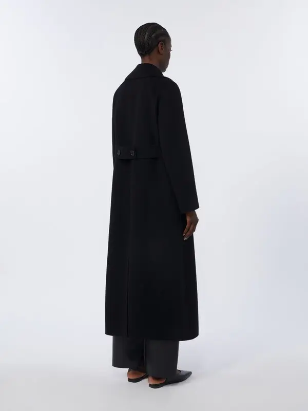 Max Mara Long Wool Coat With Half-belt Detail