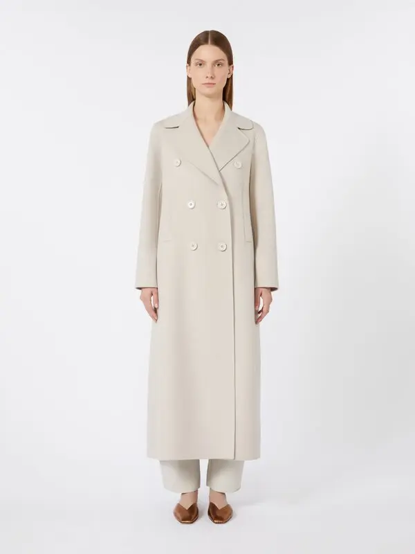 Max Mara Long Wool Coat With Half-belt Detail - Sand