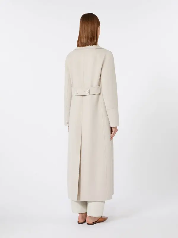 Max Mara Long Wool Coat With Half-belt Detail - Sand