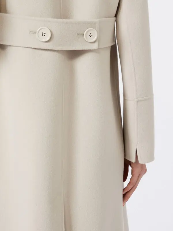 Max Mara Long Wool Coat With Half-belt Detail - Sand