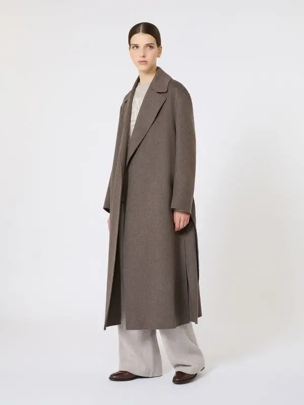 Max Mara Long Wool Robe Coat - Mud