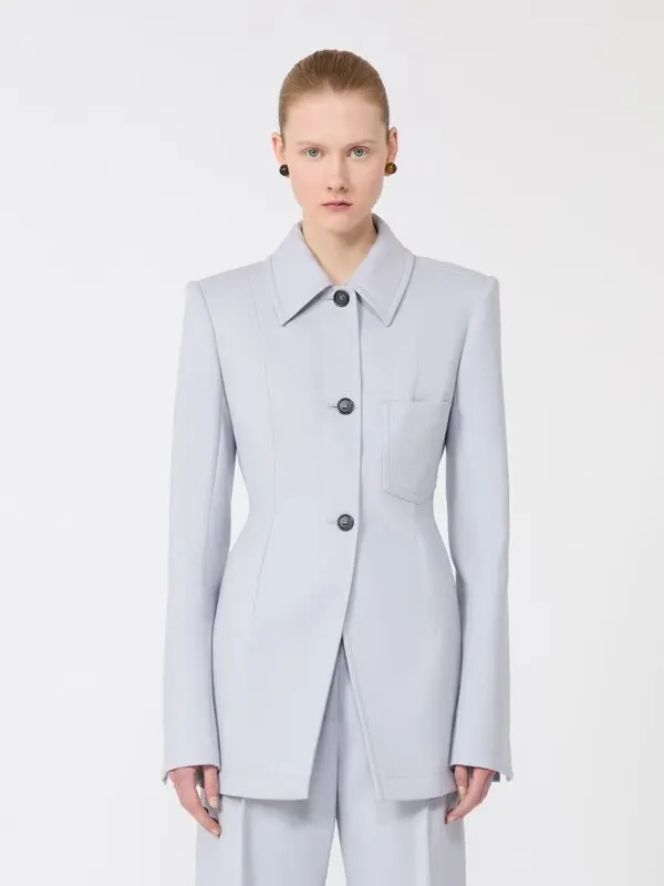 Max Mara Fitted Gabardine Shirt Jacket - Medium Grey