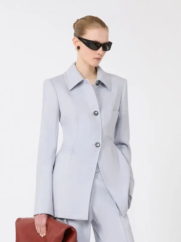 Max Mara Fitted Gabardine Shirt Jacket - Medium Grey