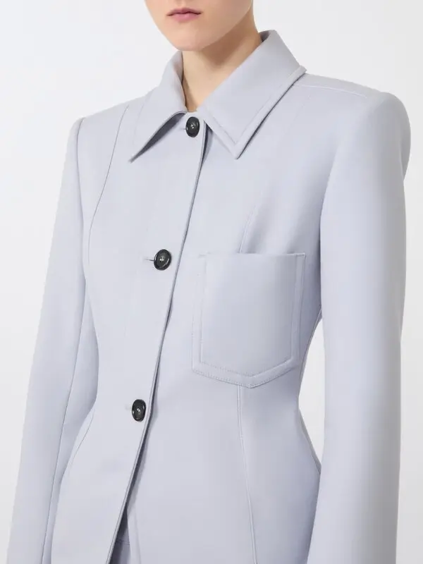 Max Mara Fitted Gabardine Shirt Jacket - Medium Grey