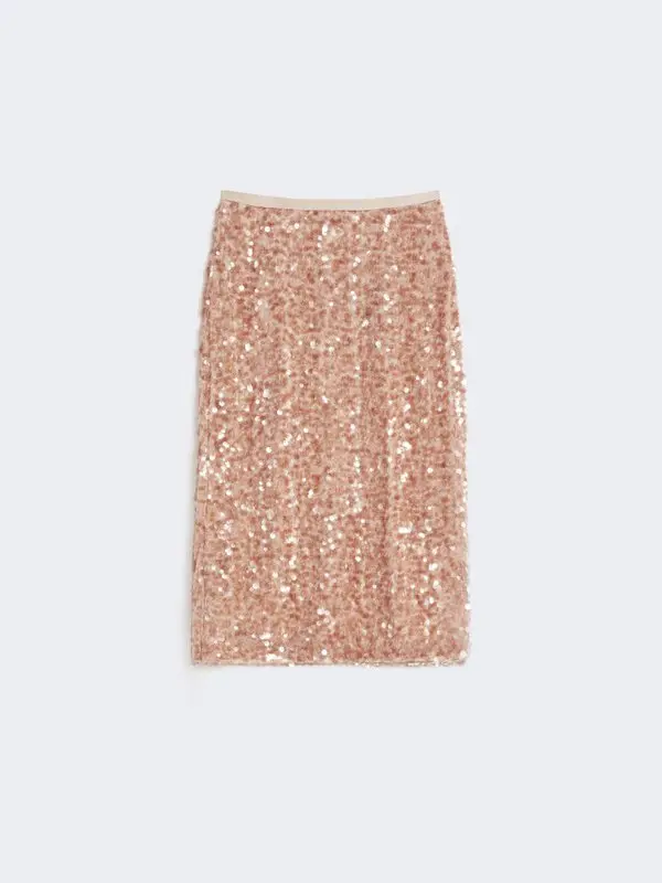 Max Mara Calf-length Sequin-embroidered Tulle Skirt