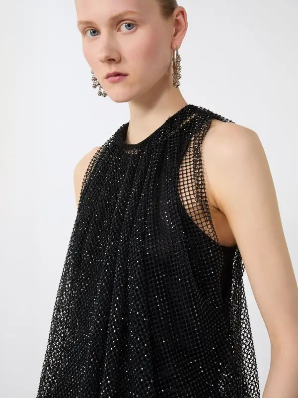 Max Mara Mesh Top With Crystals - Black