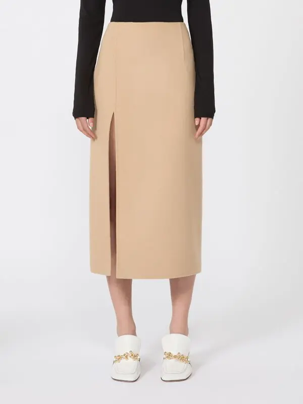 Max Mara Long Double-faced Wool Skirt