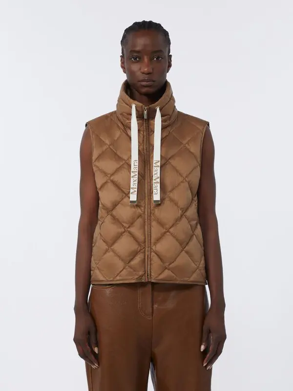 Max Mara Padded Nylon Canvas Gilet - Caramel