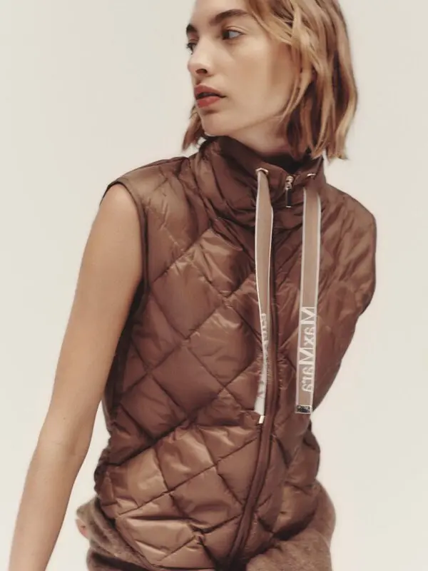 Max Mara Padded Nylon Canvas Gilet - Caramel
