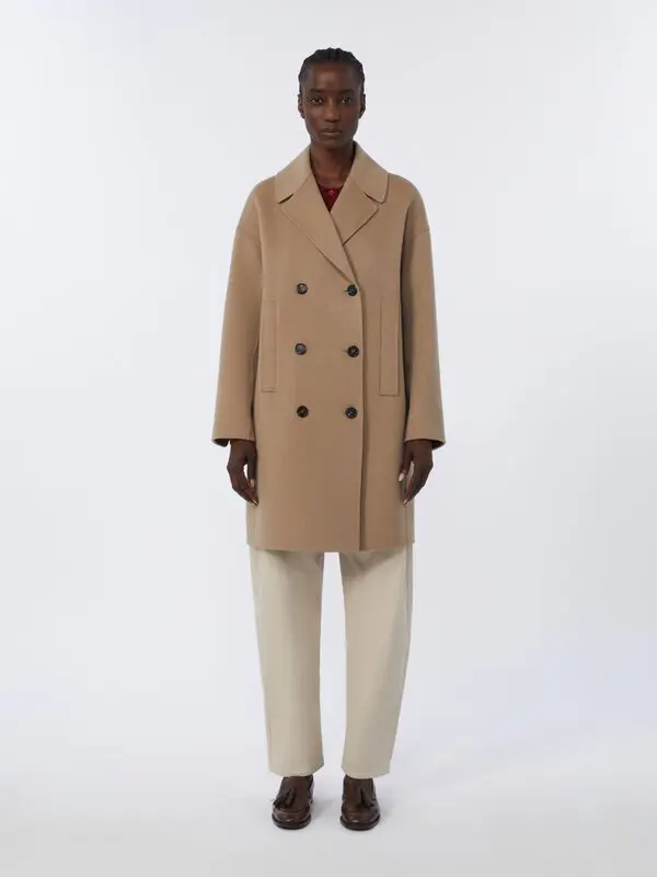 Max Mara Wool Broadcloth Midi Coat - Beige