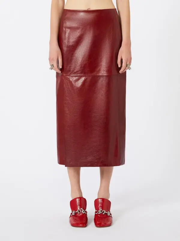 Max Mara Straight Midi Leather Skirt