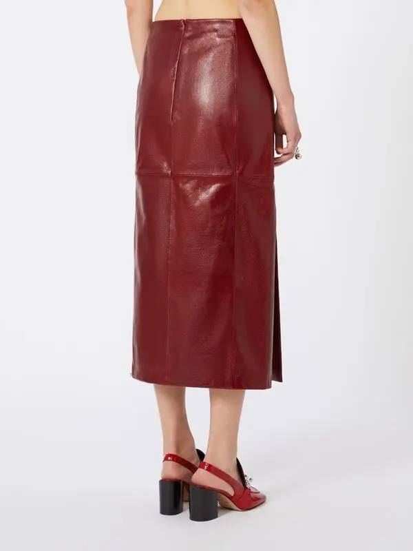 Max Mara Straight Midi Leather Skirt
