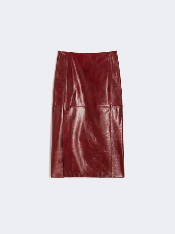 Max Mara Straight Midi Leather Skirt
