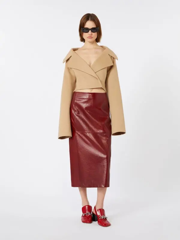 Max Mara Straight Midi Leather Skirt