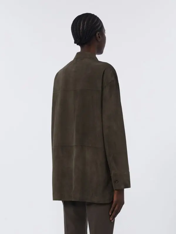 Max Mara Topstitched Suede Midi Jacket