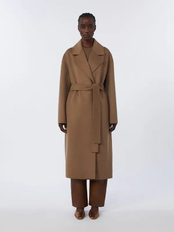 Max Mara Long Wool Broadcloth Coat - Camel