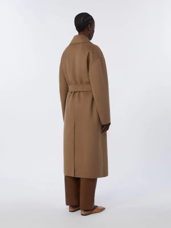 Max Mara Long Wool Broadcloth Coat - Camel