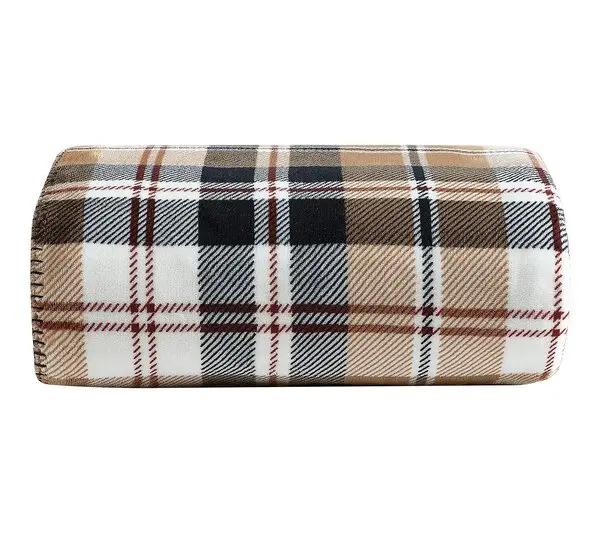 Eddie Bauer Trailhead Plaid Camel Coco Flannel 60'x70' Throw - One-color