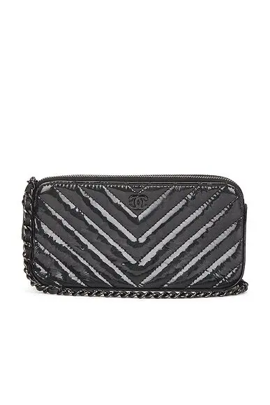 Chanel Patent So Double Zip Clutch