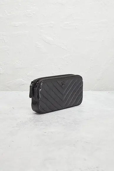 Chanel Patent So Double Zip Clutch