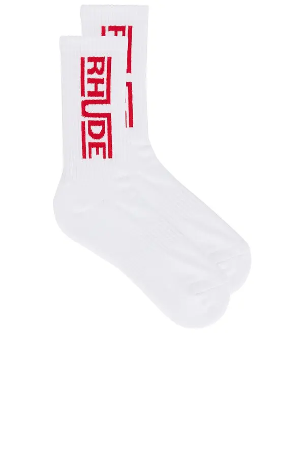 Rhude Champions Logo Sock - White & Red