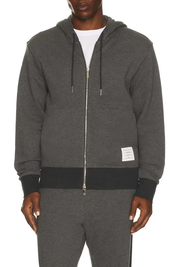Thom Browne Zip Up Color Blocked Hoodie