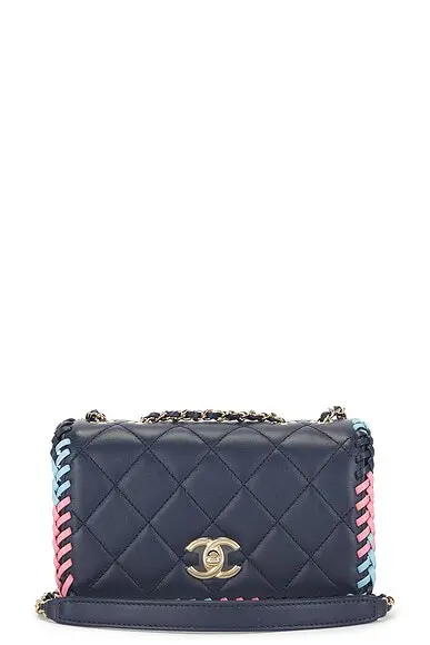 Chanel Lambskin Wallet On Chain - Navy
