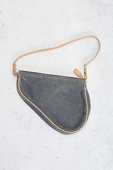 Dior Denim Vintage Pochette Saddle Bag